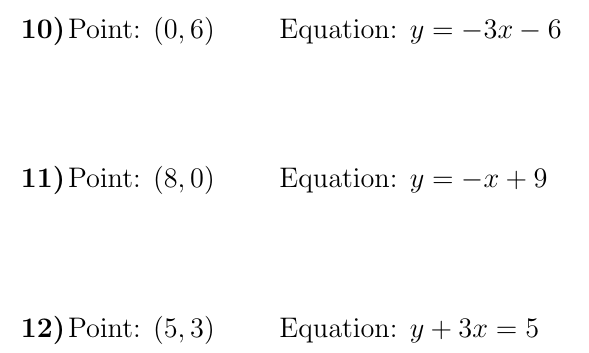 Determining if a point is on a line worksheet (with solutions)