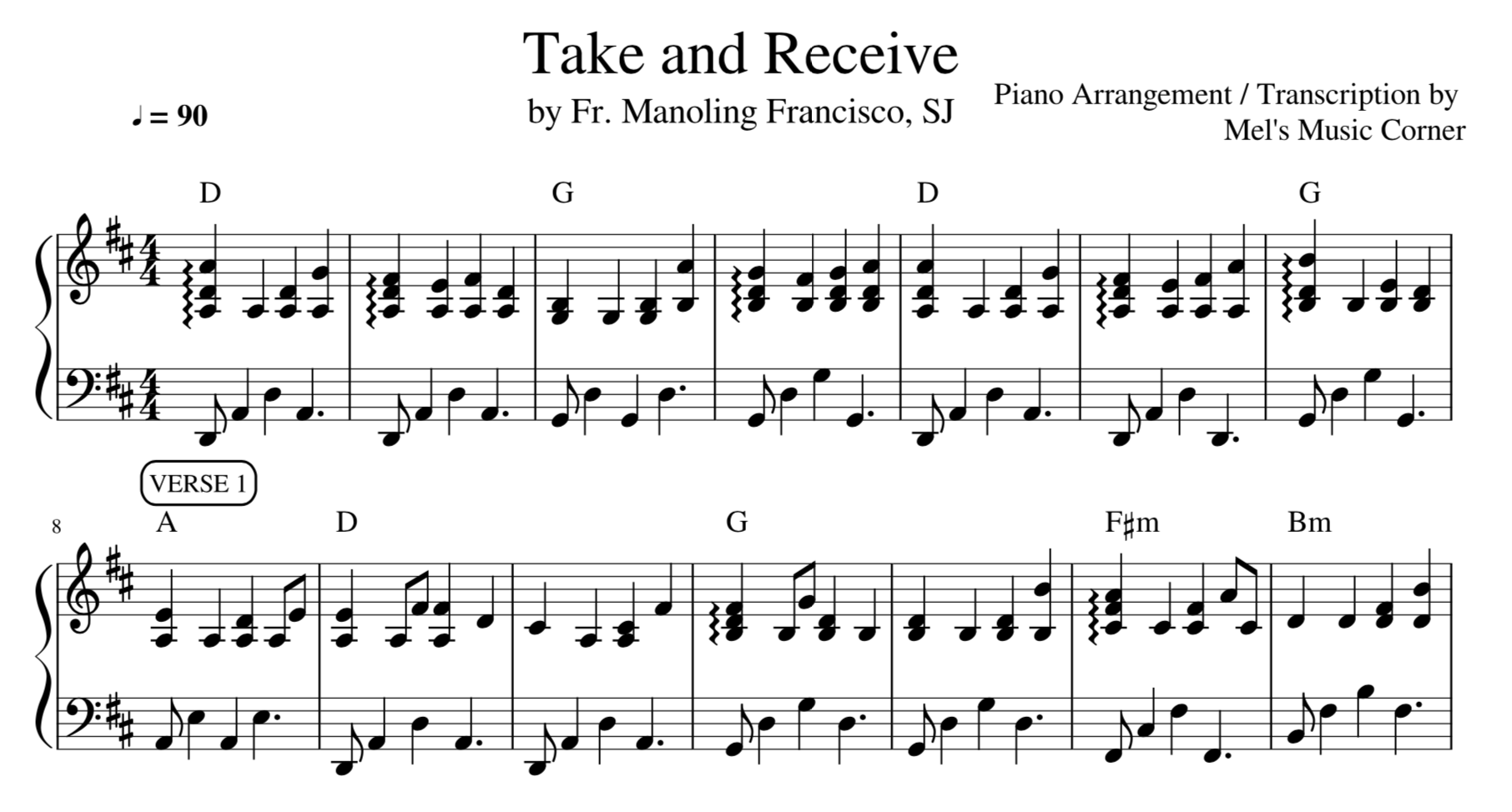 Take and Receive by Fr. Manoling Francisco, SJ sheet music - Payhip