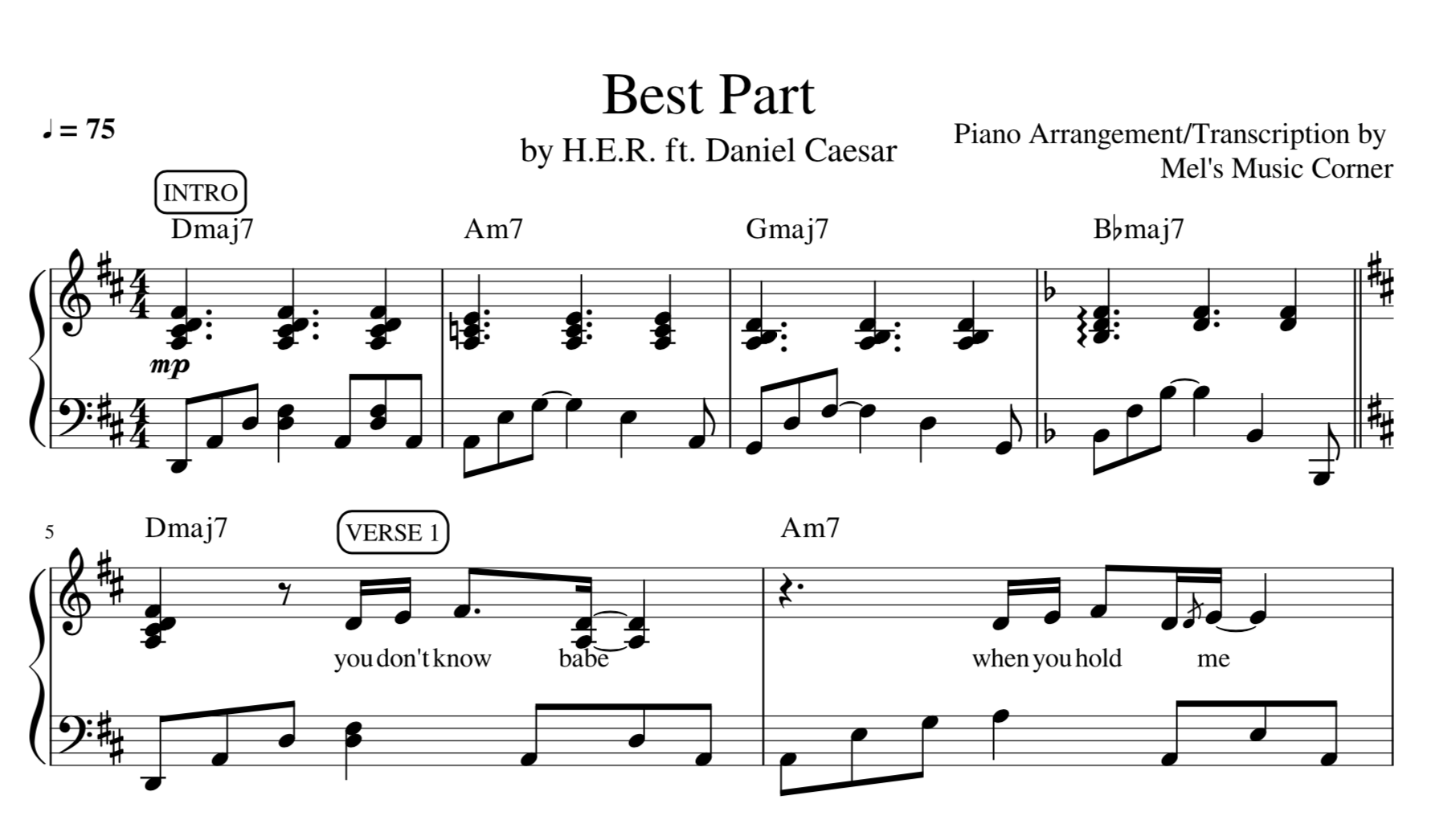 Best Part by H.E.R. ft. Daniel Caesar sheet music - Payhip