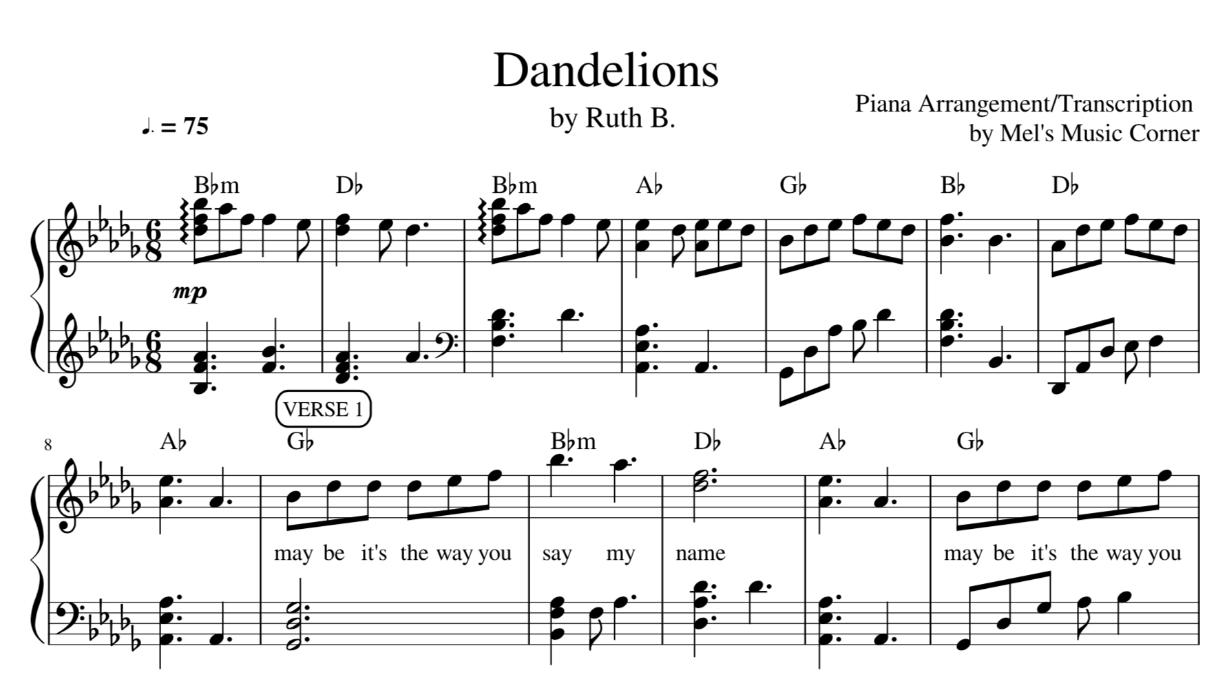 Dandelions by Ruth B. sheet music - Payhip