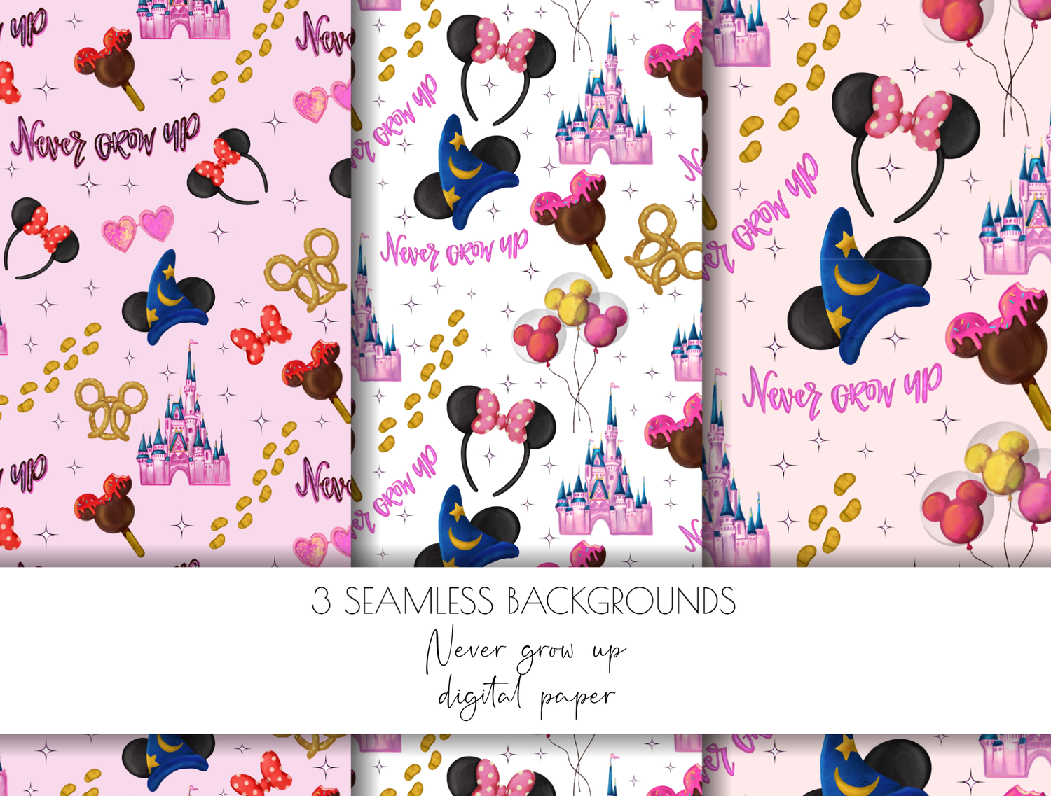 Magic Kingdom digital paper, Mouse ears, never grow up digital paper ...