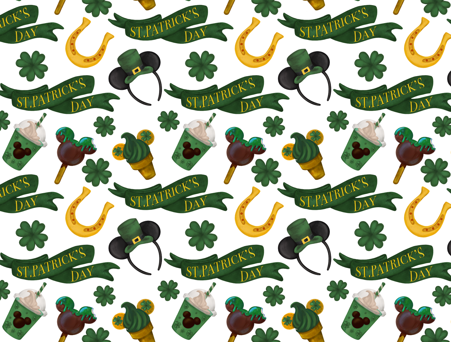 St Patricks Day digital paper, Mouse ears, Happy St Patricks Day ...