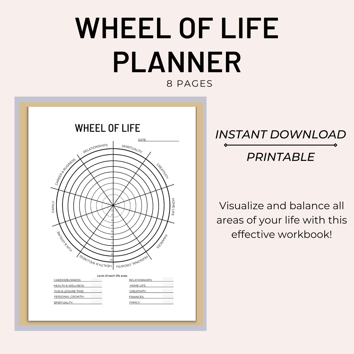 Wheel of Life Planner - PRINTABLE - Payhip