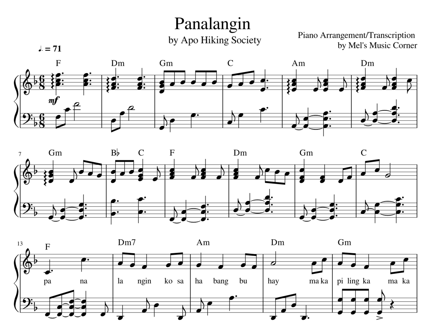 Pasilyo by SunKissed Lola SHEET MUSIC or MIDI - Payhip