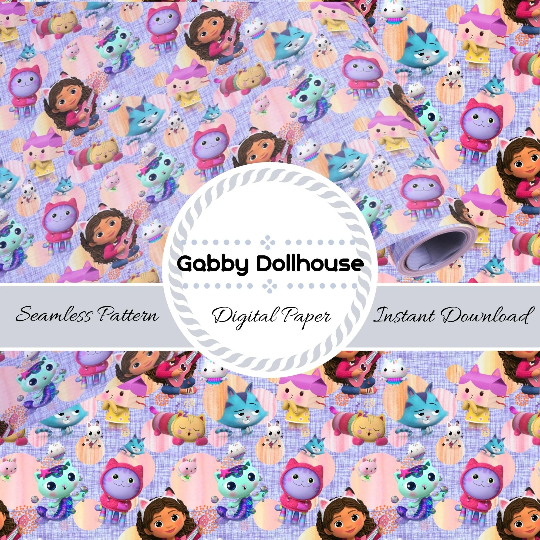 GABBY DOLLHOUSE Digital Paper - Gabby Dollhouse Birthday Seamless ...