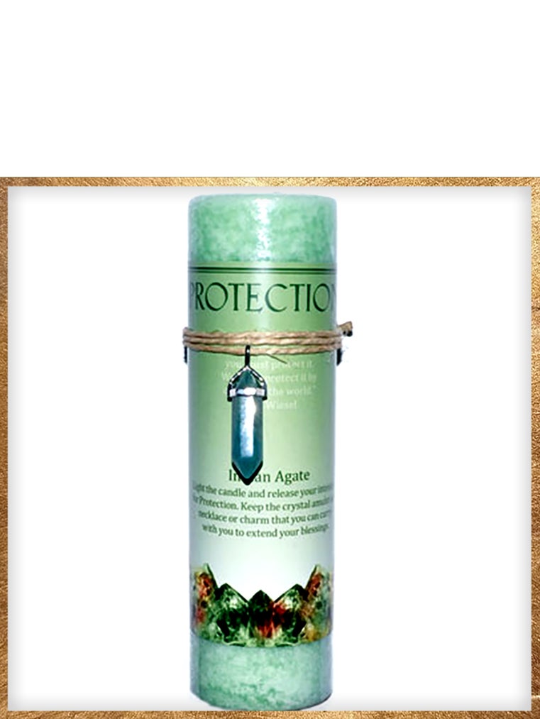 Protection Pillar Candle with Indian Agate Pendant - Payhip