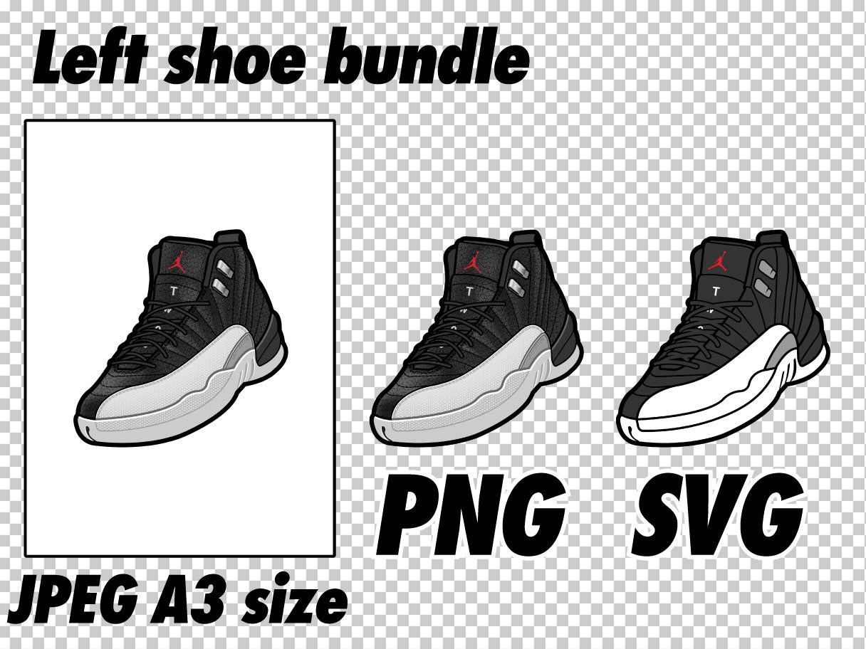Air Jordan 12 Playoffs JPEG PNG SVG right & left shoe bundle - Payhip