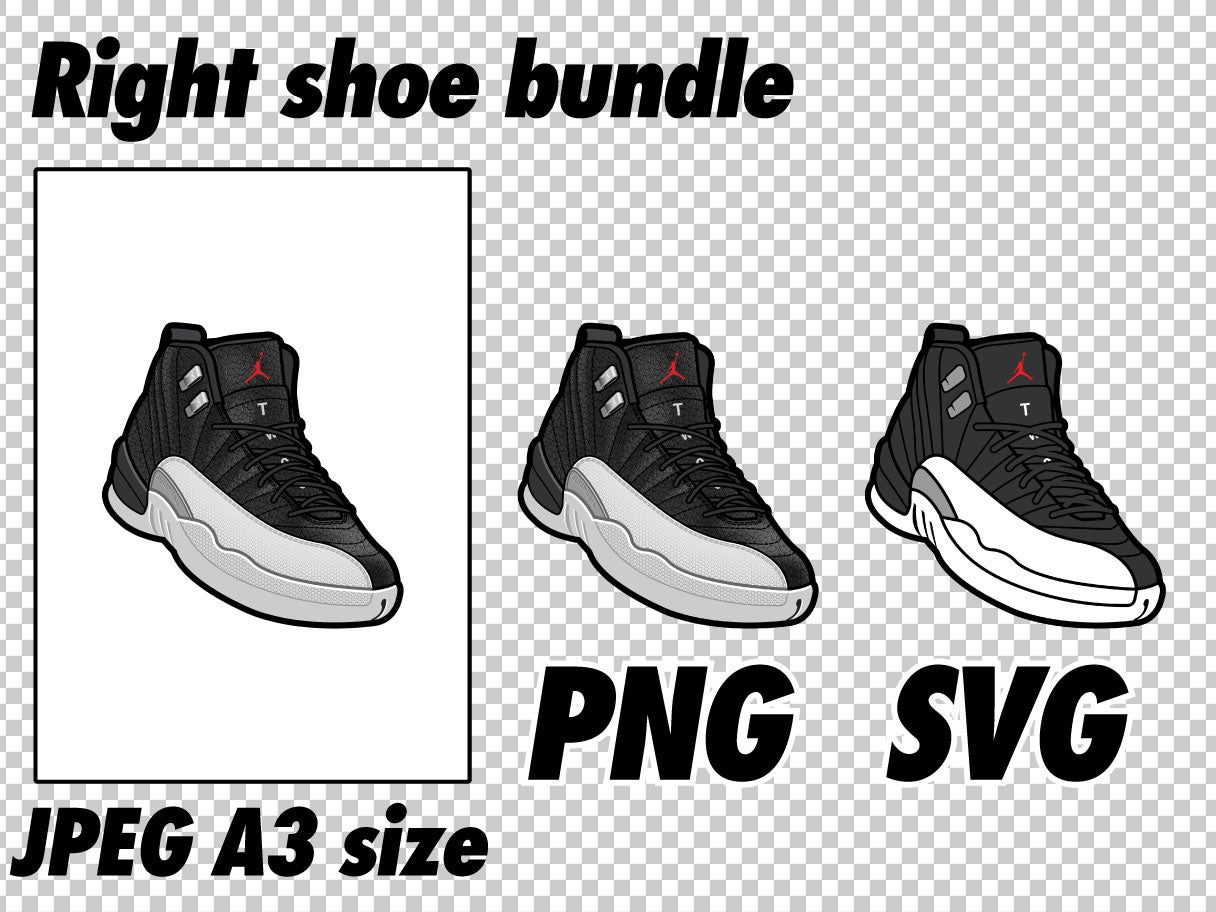 Air Jordan 12 Playoffs JPEG PNG SVG right & left shoe bundle - Payhip