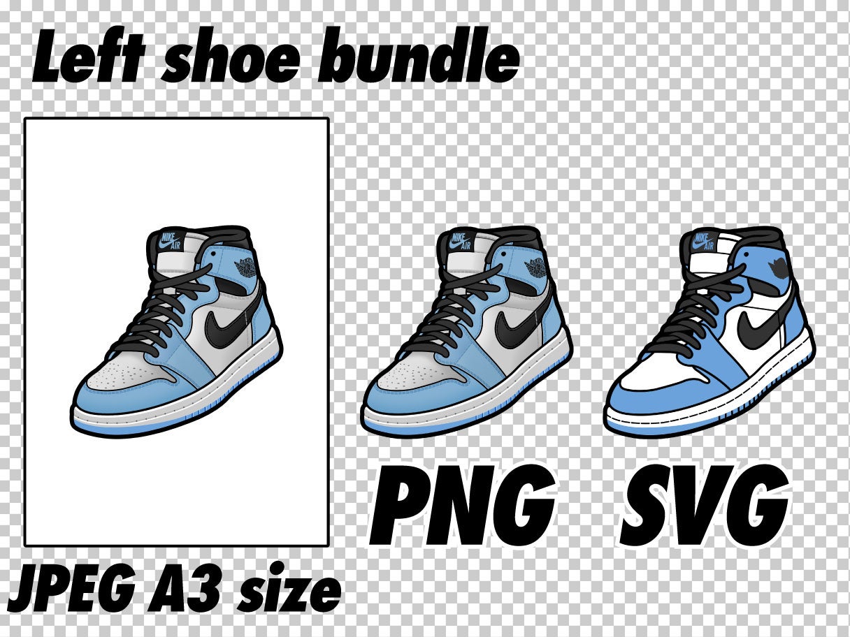 Air Jordan 1 University Blue JPEG PNG SVG right & left shoe bundle - Payhip