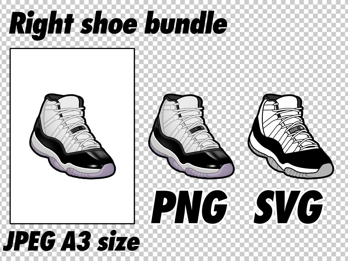 Air Jordan 11 Concords JPEG PNG SVG right & left shoe bundle - Payhip