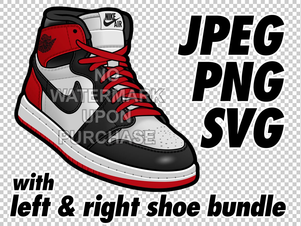 Air Jordan 1 Red Toe JPEG PNG SVG right & left shoe bundle - Payhip