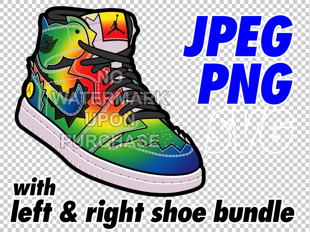 Air Jordan 1 Red Toe JPEG PNG SVG right & left shoe bundle - Payhip
