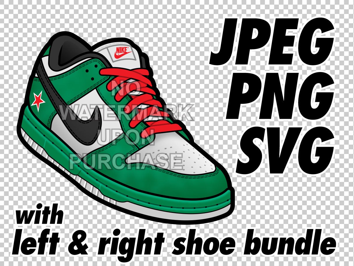 Nike Dunk Low Heineken JPEG PNG SVG right & left shoe bundle - Payhip