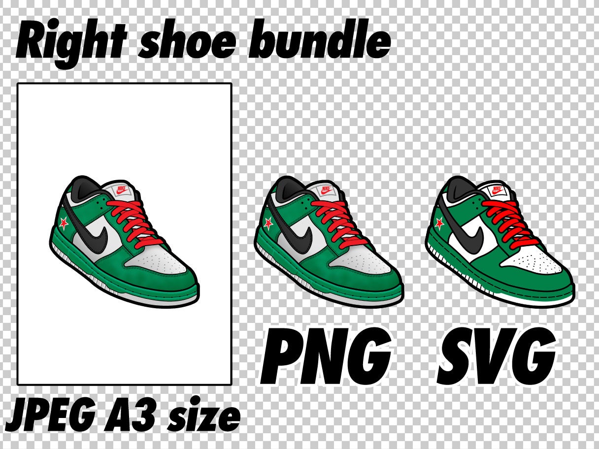 Nike Dunk Low Heineken JPEG PNG SVG right & left shoe bundle - Payhip