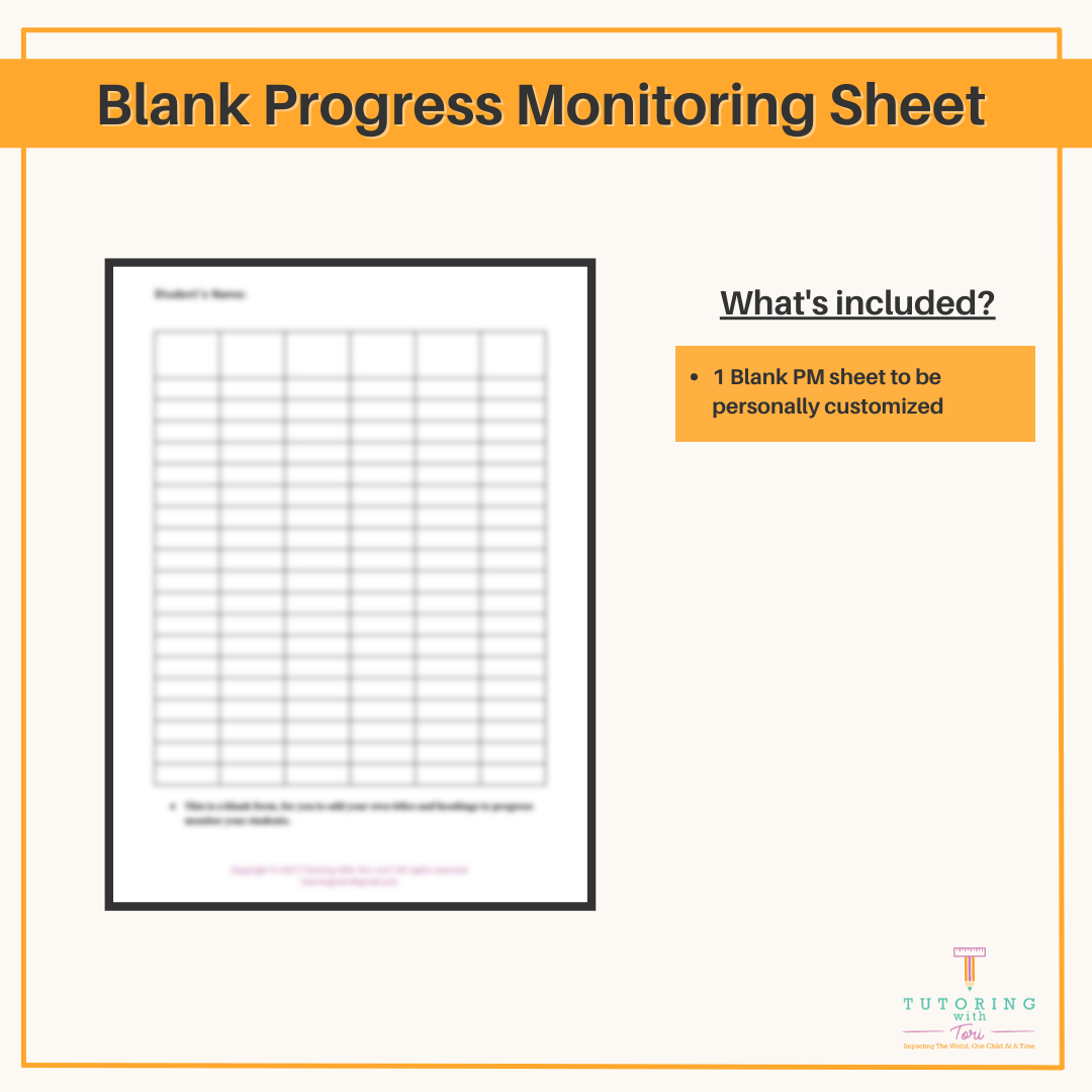 Blank Progress Monitoring Sheet - Payhip