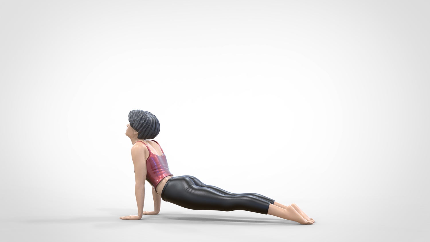 N2 Woman Doing Yoga Cobra Snake pose 3D print model