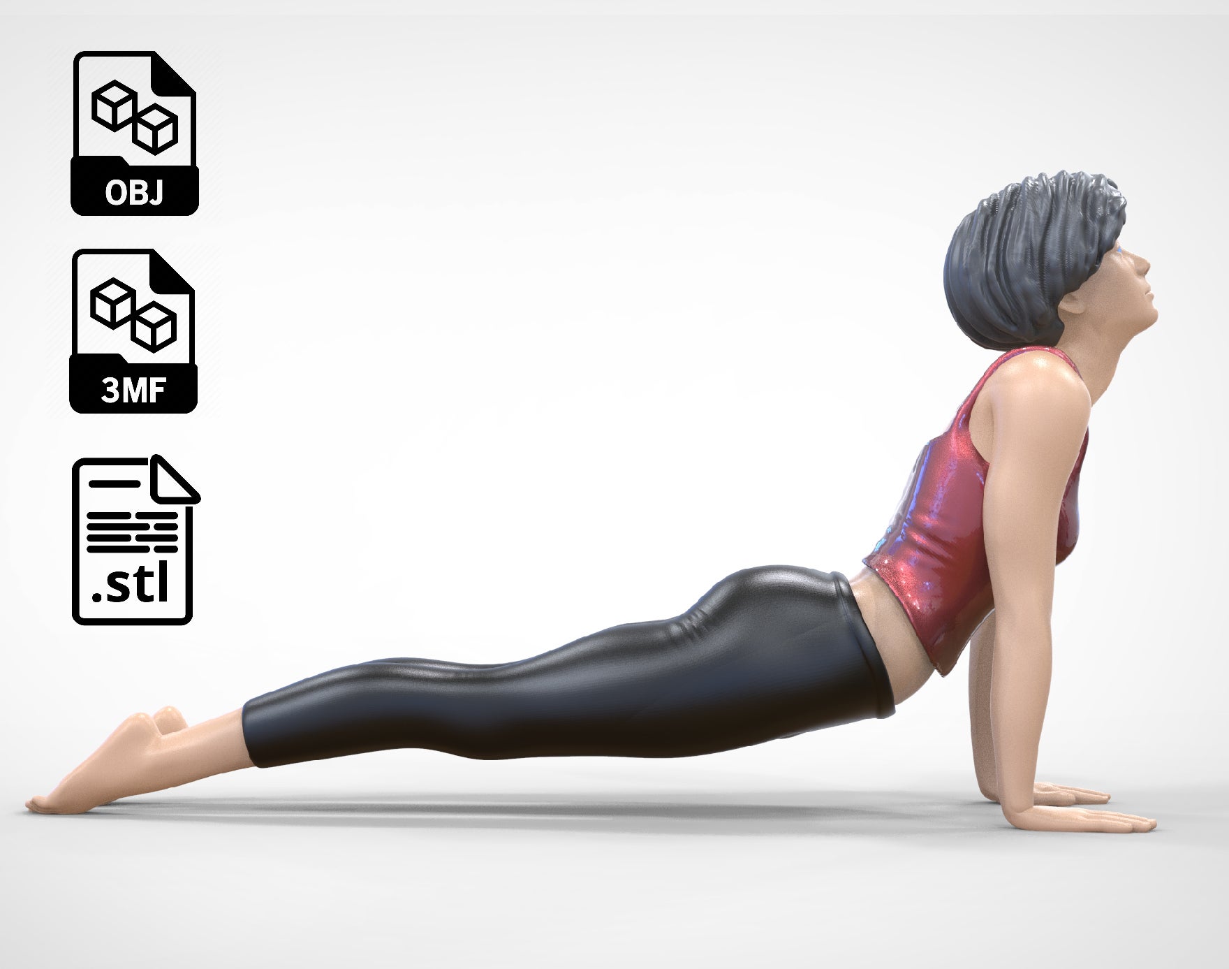 N2 Woman Doing Yoga Cobra Snake pose 3D print model