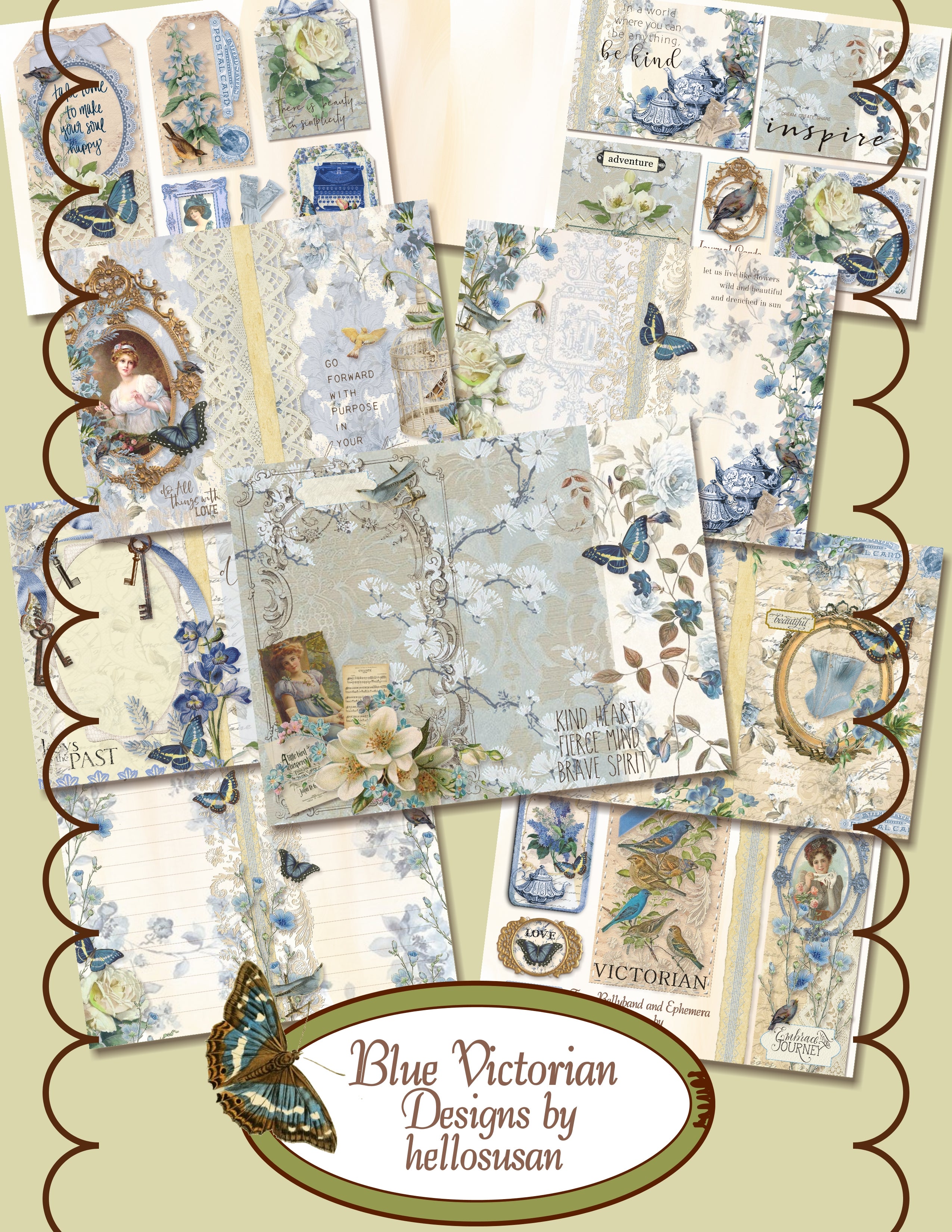 Blue Victorian Journal Digital Kit - Payhip