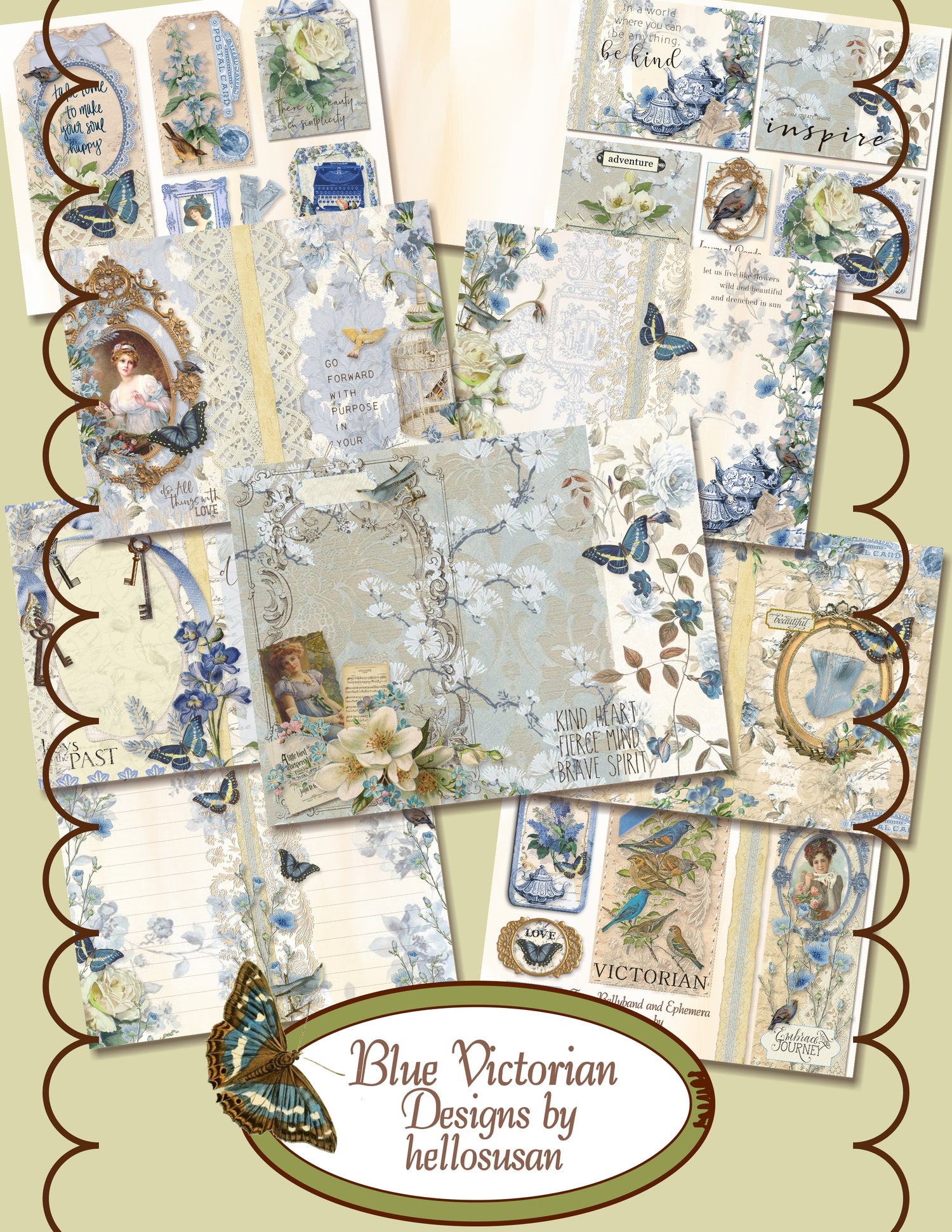 Blue Victorian Journal Digital Kit - Payhip