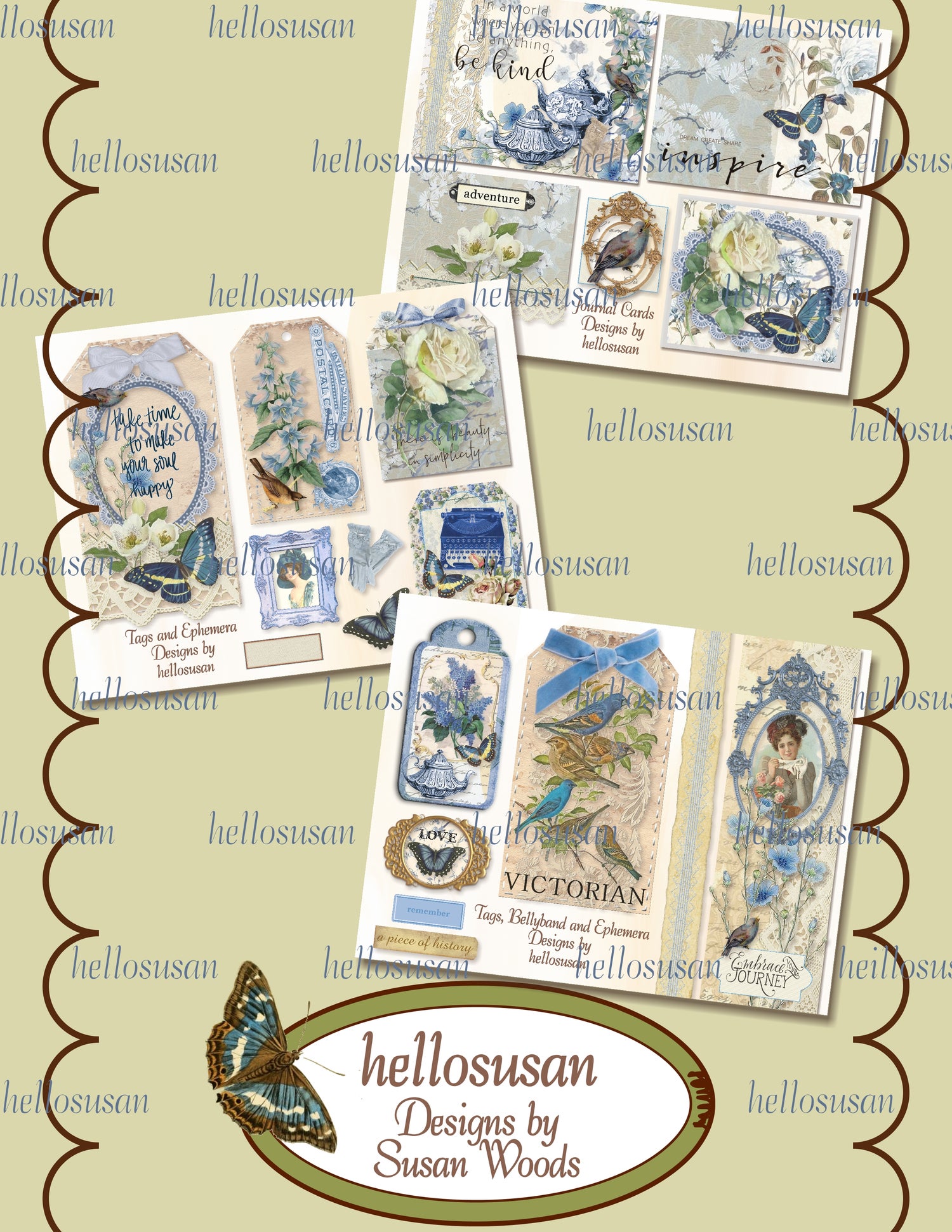 Blue Victorian Journal Digital Kit - Payhip