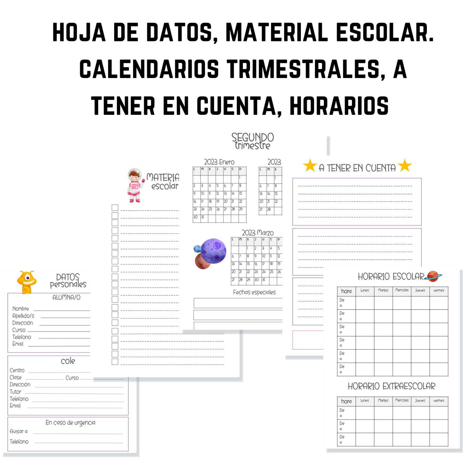 AGENDA ESCOLAR INFANTIL A5 ASTRONAUTA CHICA EDITABLE Y CON LICENCIA ...