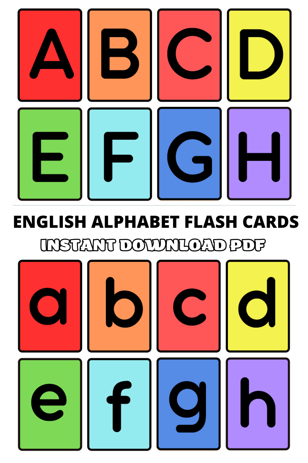 ENGLISH Alphabet Flash Cards Printable PDF - Payhip