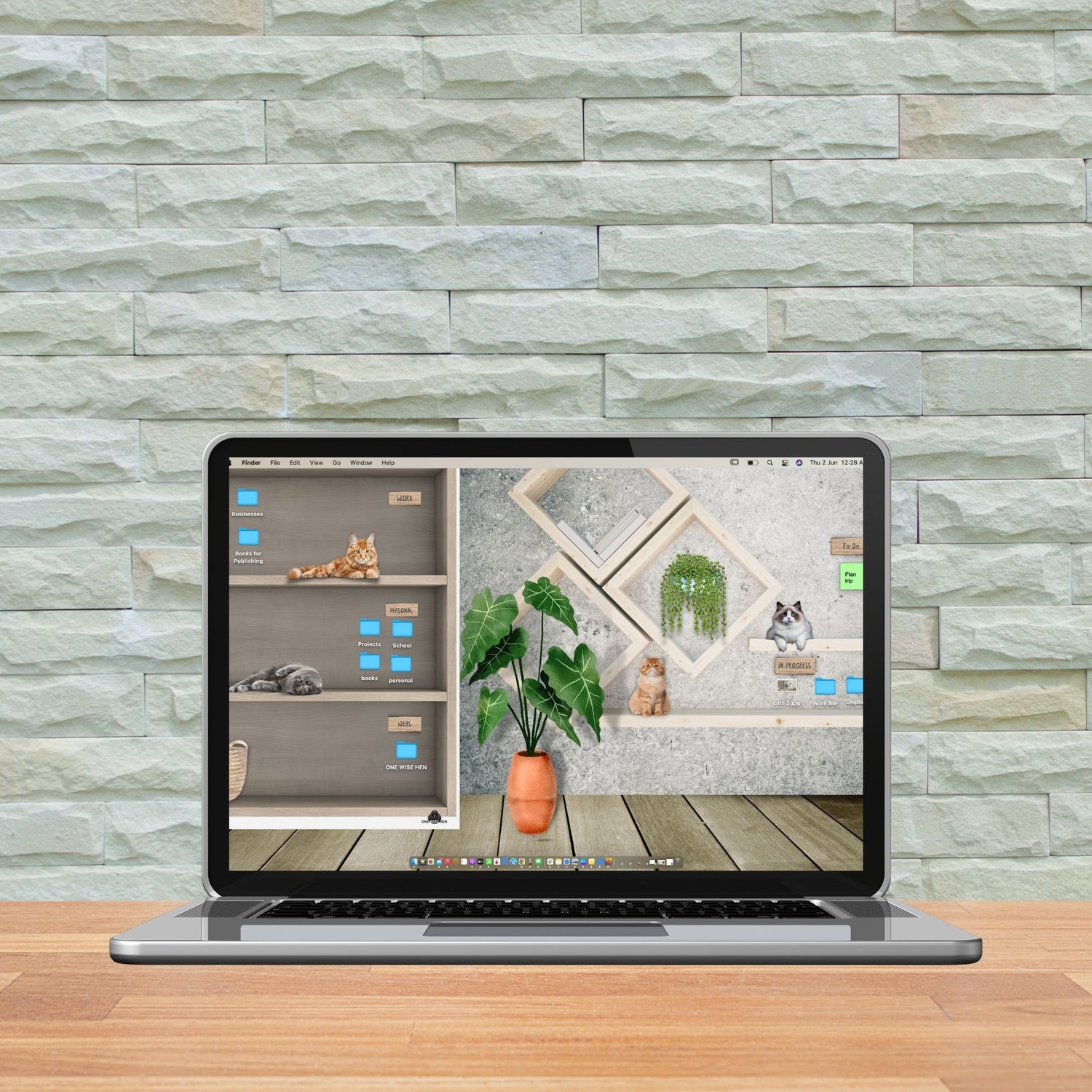 Cool Cat Desktop Organiser Wallpaper - Payhip