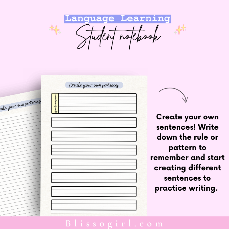 Language Student Notebook - Printable, Digital - Payhip