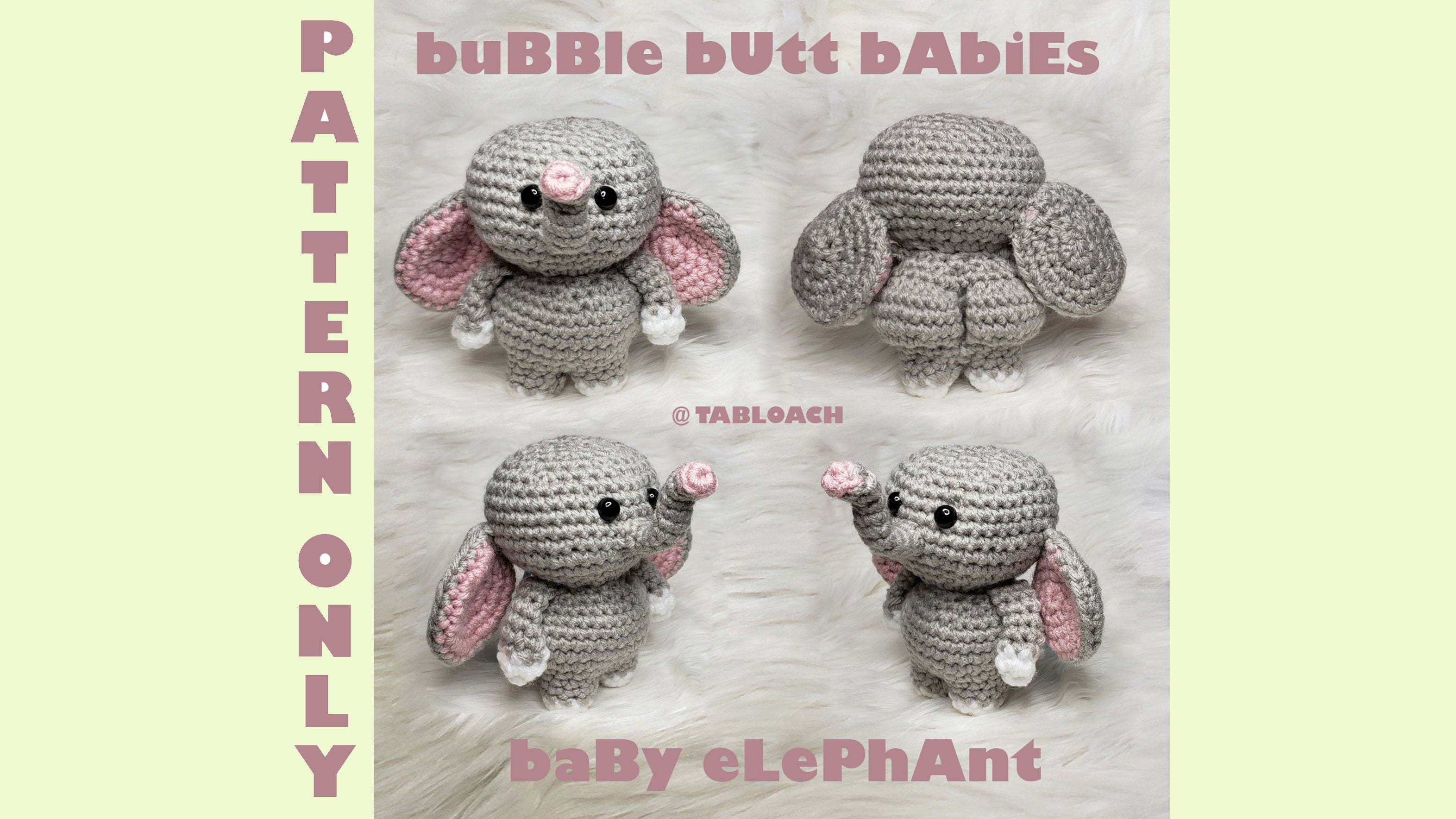 Bubble Butt Baby Elephant Crochet PDF pattern