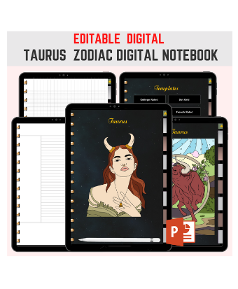Editable Taurus Zodiac digital notebook (Commercial Use Included) - Payhip