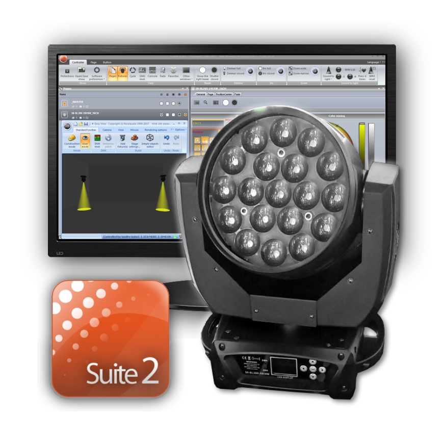 Librería de Sunlite Suite 2 P/ 19x15w 30-SL285-1915W de SL Pro Lighting ...