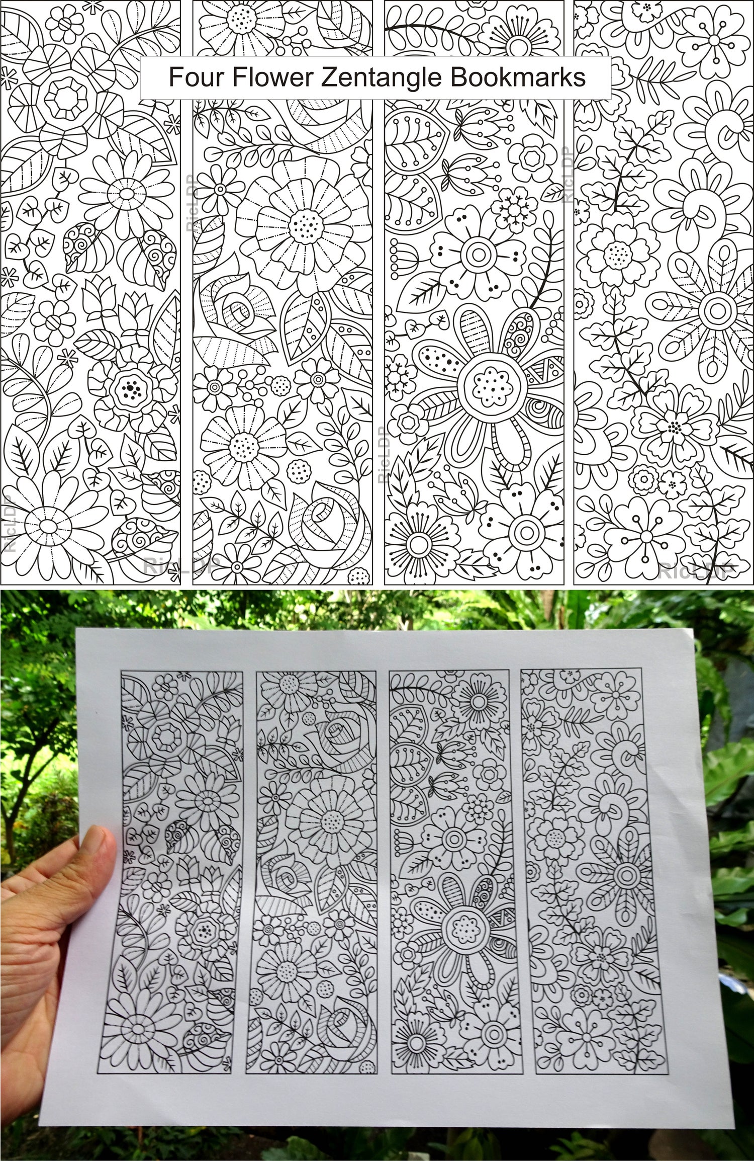 Four Flower Zentangle Bookmarks - Payhip