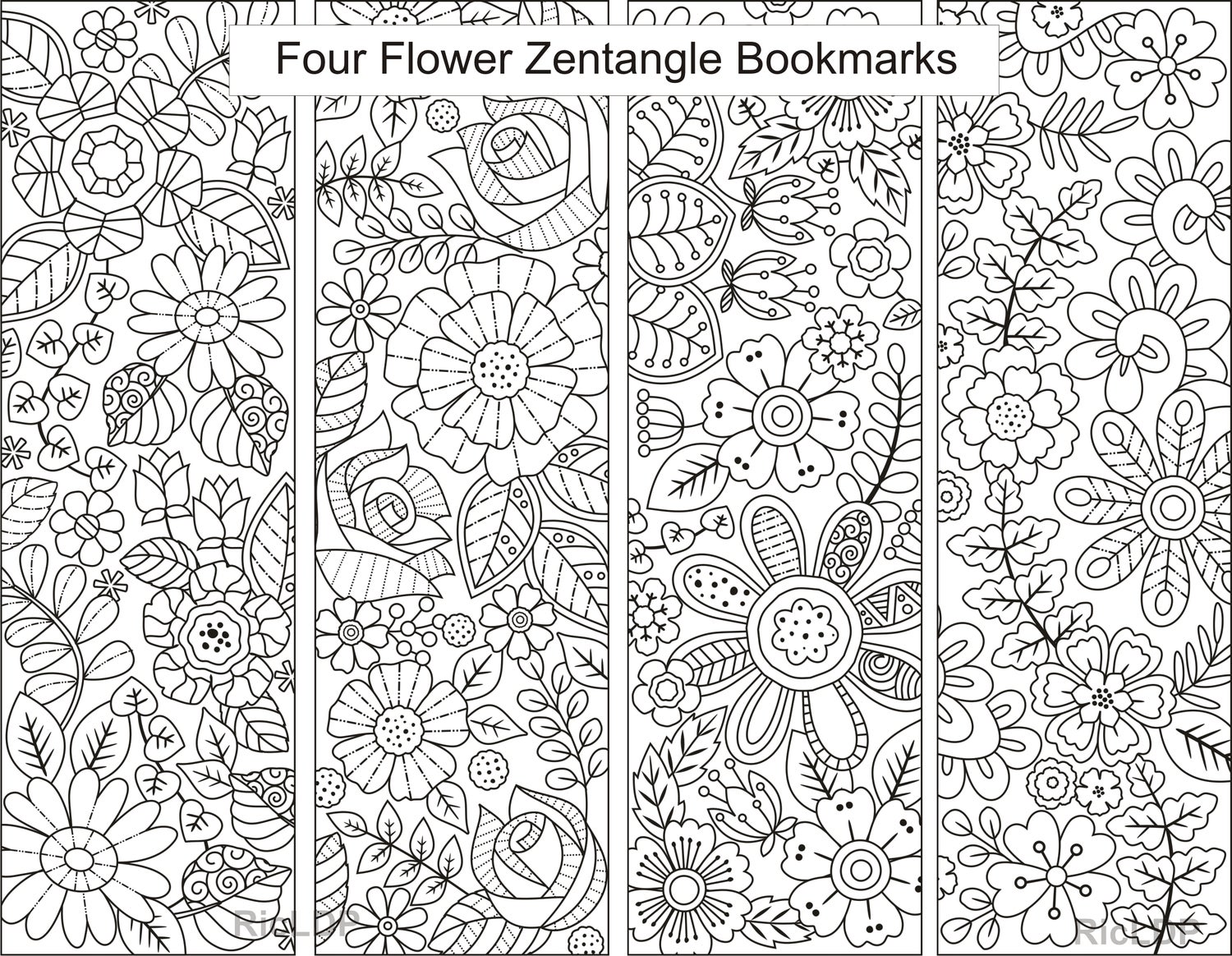 Four Flower Zentangle Bookmarks - Payhip