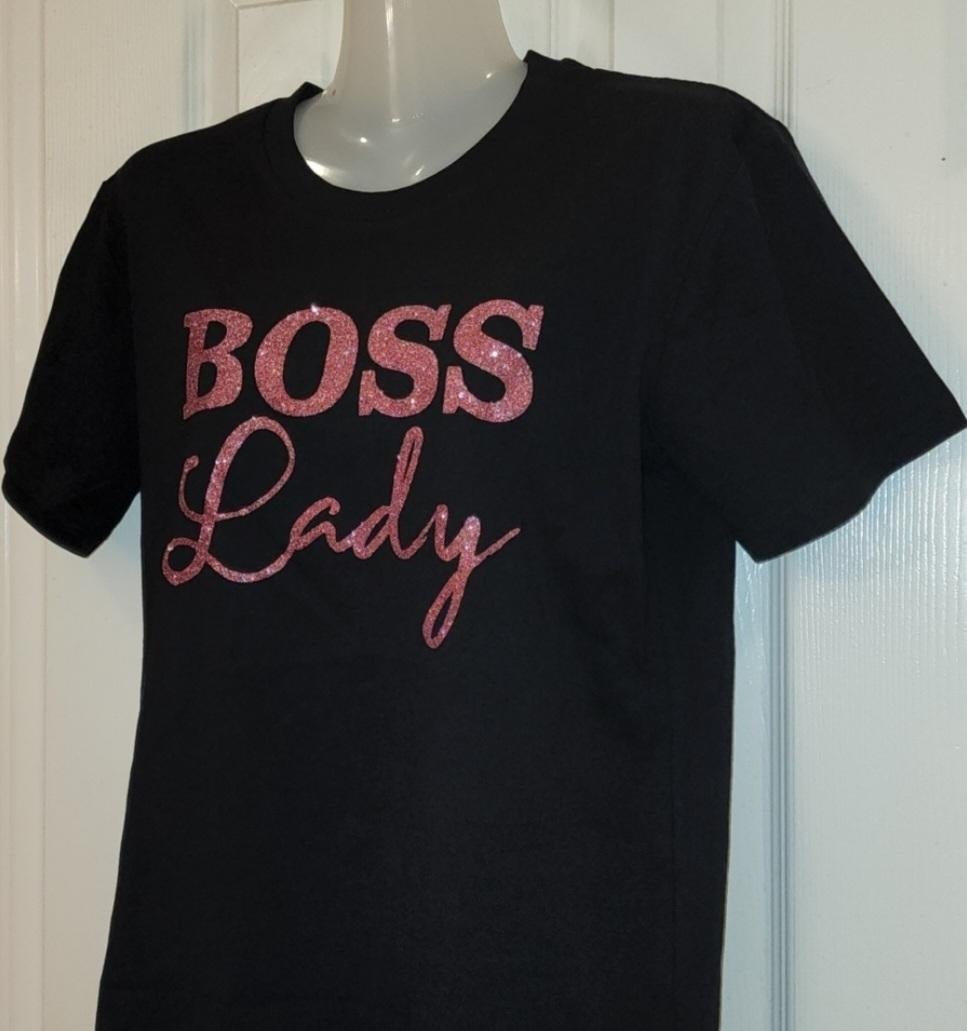 BOSS Lady Pink Sparkle Letter T-Shirt (Extra Large) - Payhip