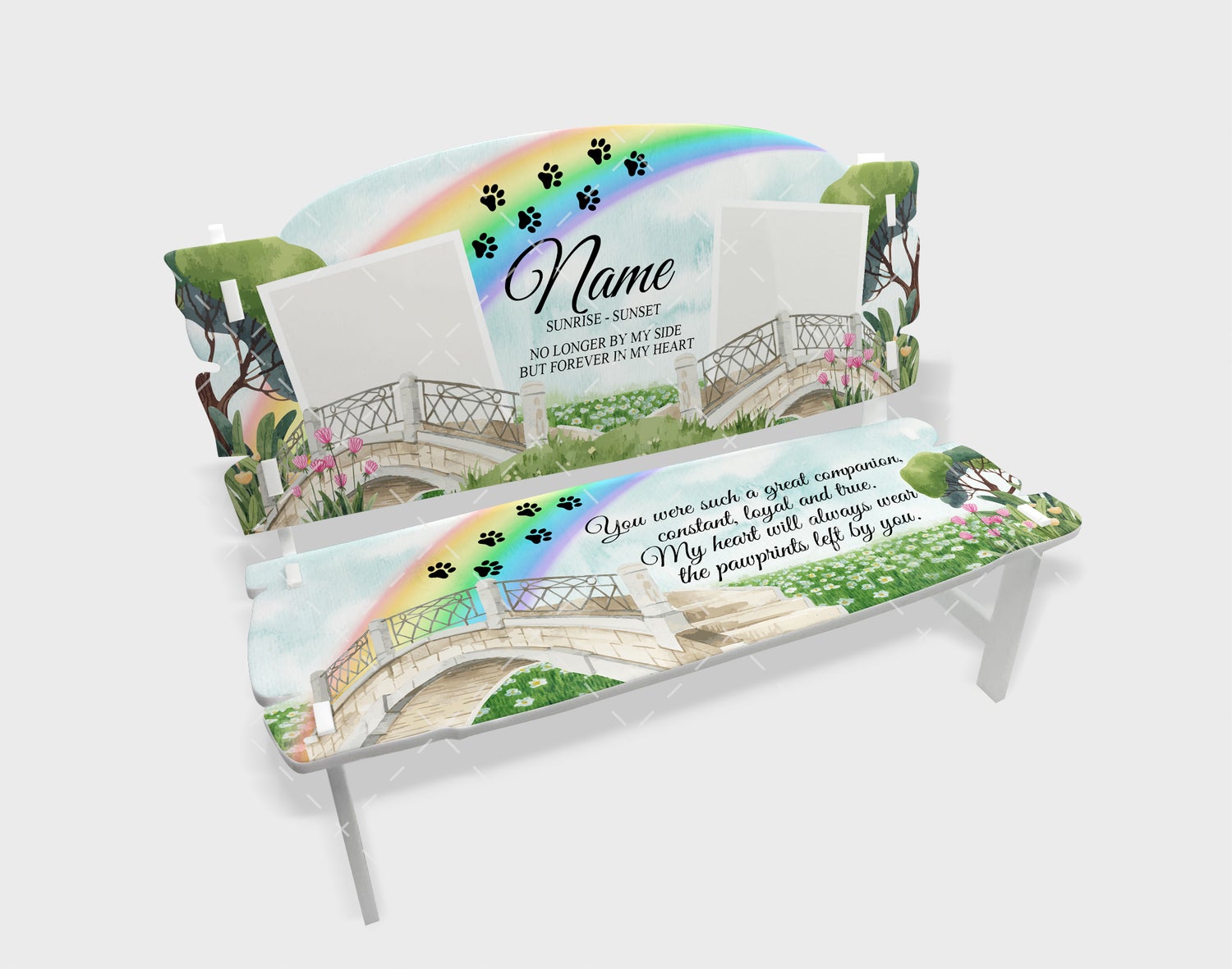 Rainbow Bridge Pet Memorial Bench (Version 2) - Payhip