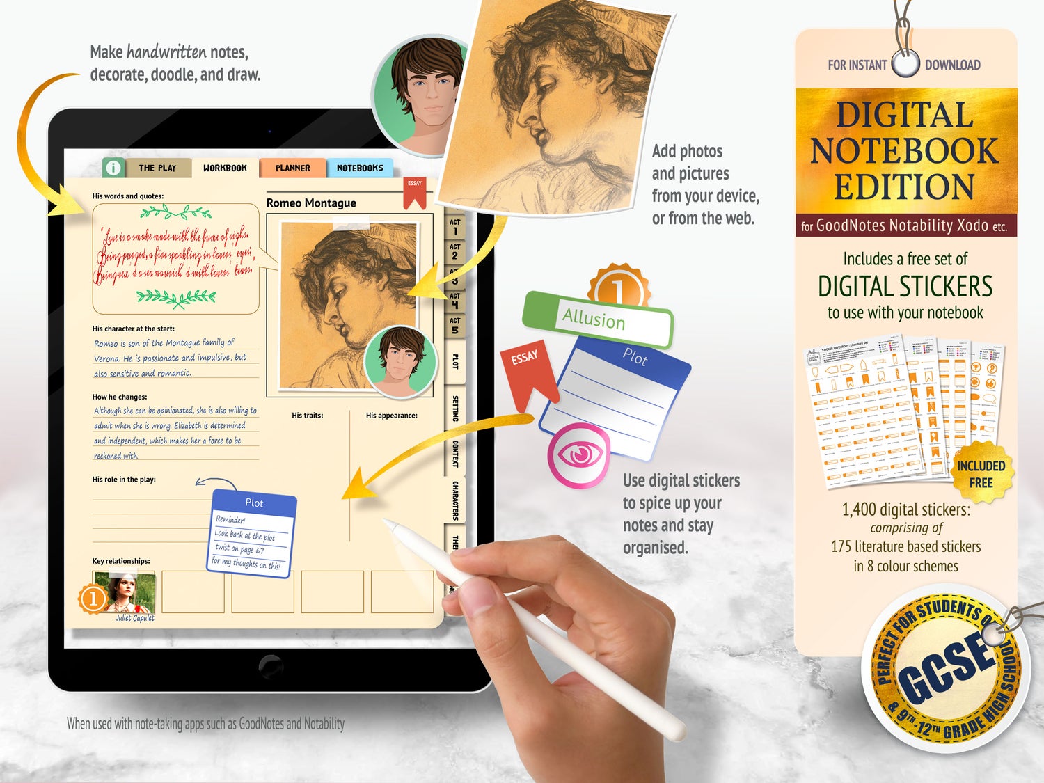 Romeo and Juliet: Digital Notebook Edition - for Notability, Goodnotes ...