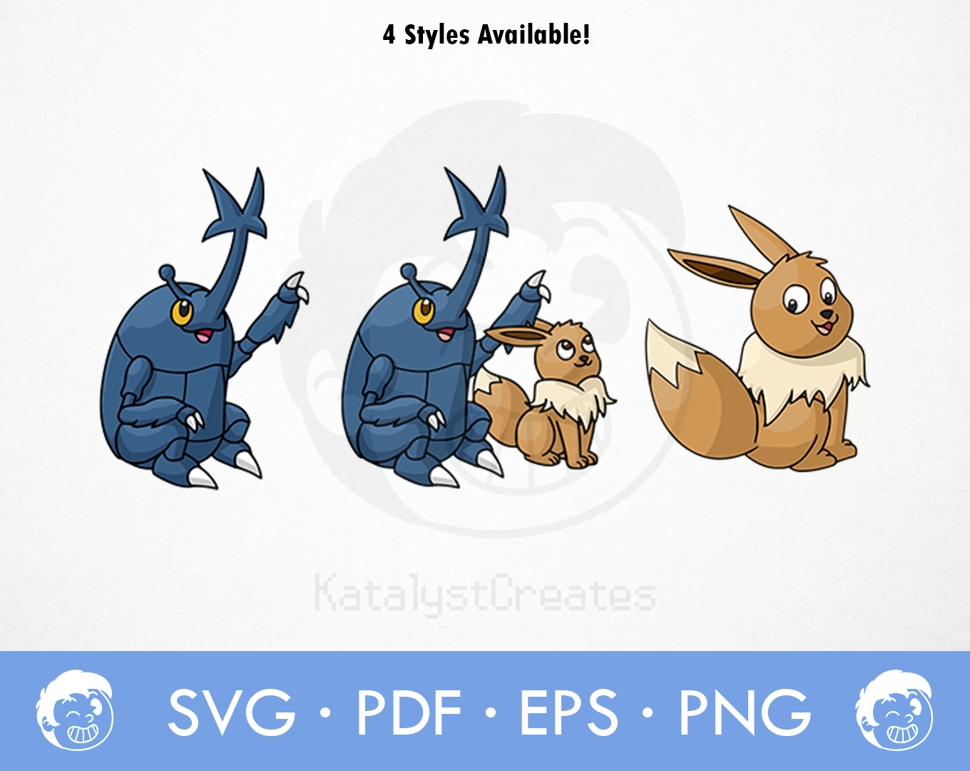 Eevee Heracross SVG PNG Vector Bundle - For Cricut, Prints, and ...