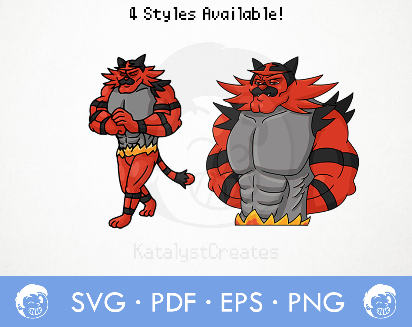Muscular Incineroar SVG PNG Vector Bundle - For Cricut, Prints, and ...
