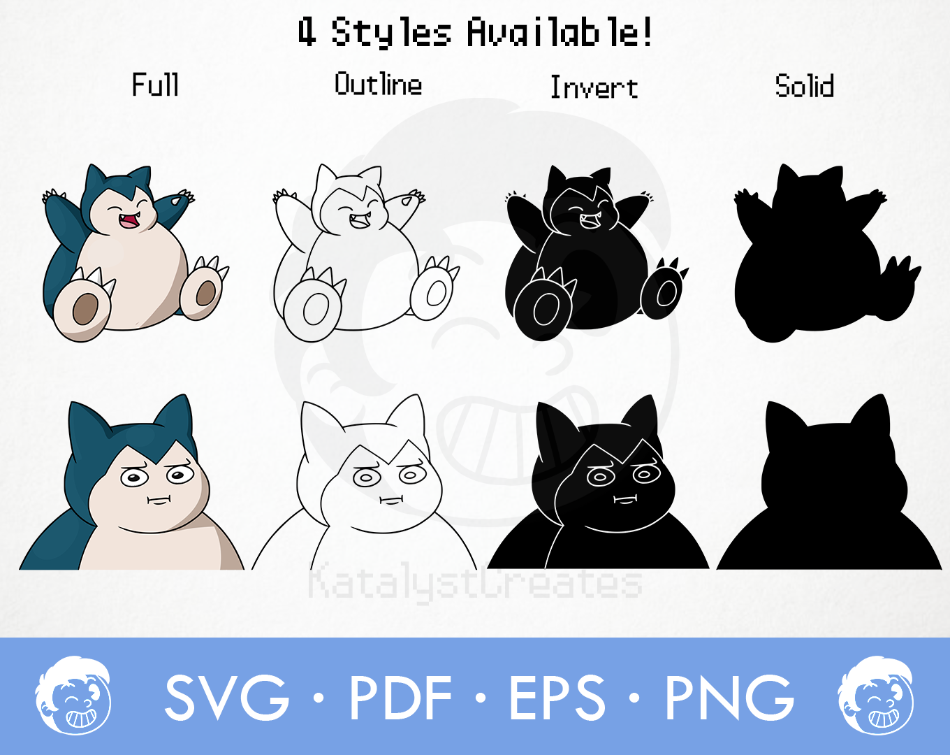 Snorlax SVG PNG Vector Bundle - For Cricut, Prints, and Scrapbooking ...