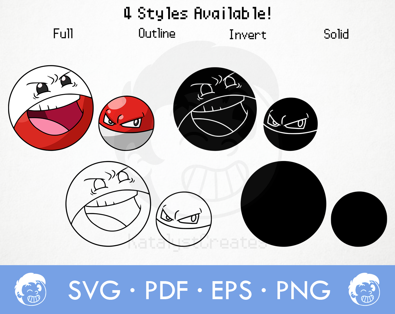 Voltorb Electrode SVG PNG Pokemon Vector Bundle - For Cricut, Prints ...