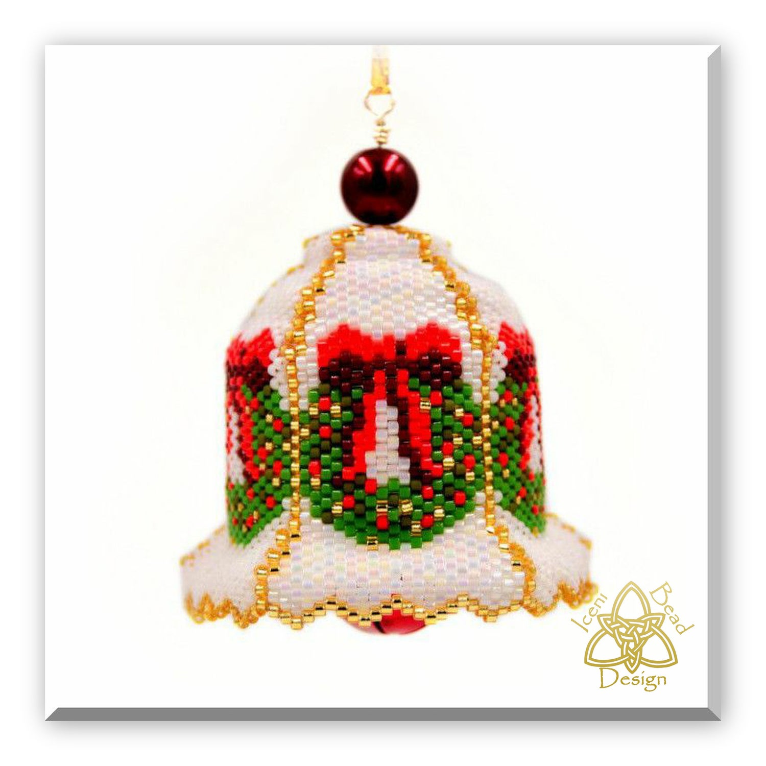 Wreath Bell Christmas Beaded Ornament Pattern - Payhip