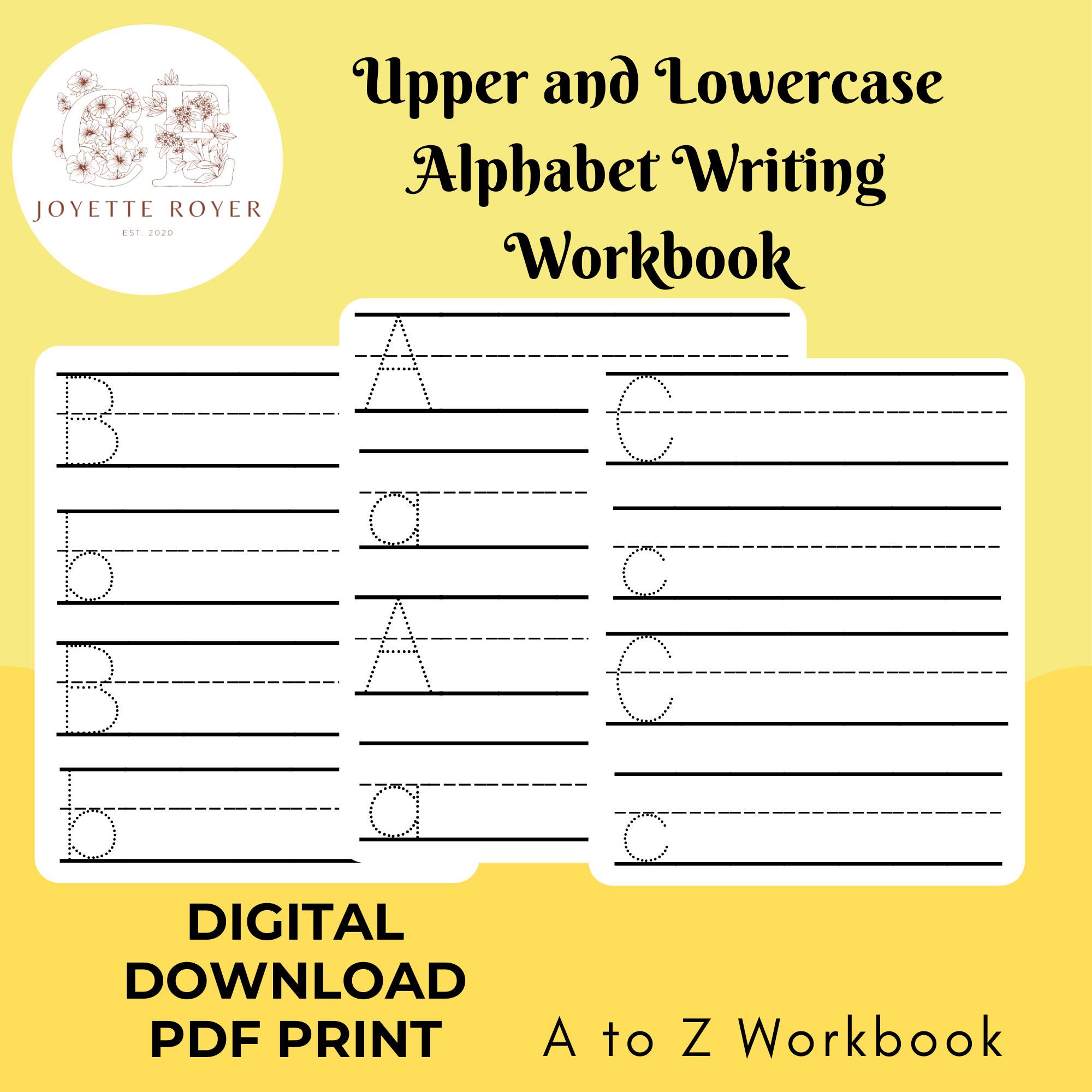 Tracing Upper and Lowercase ABC's Workbook -Alphabet Handwriting ...