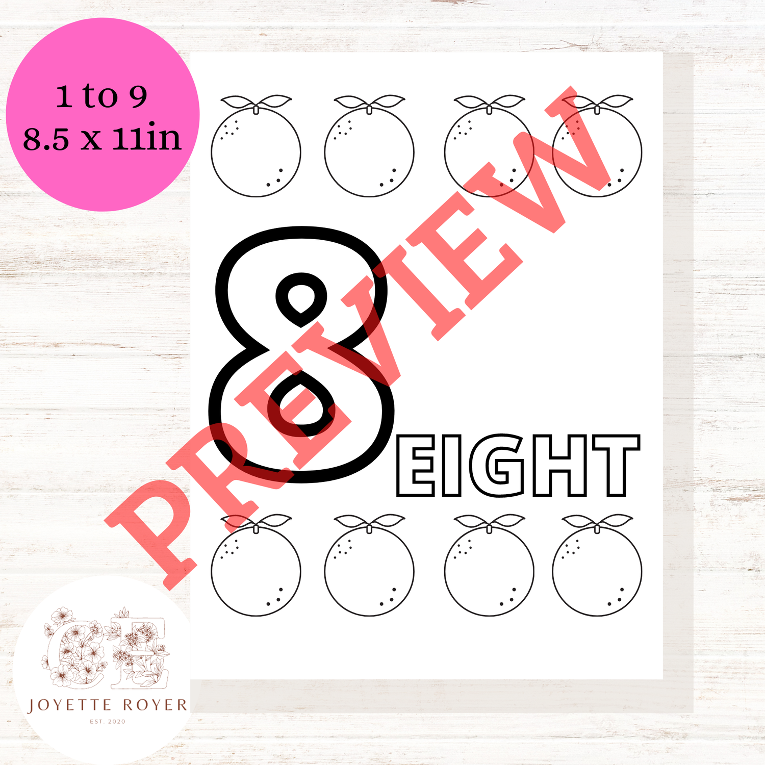 1-9 Printable Numbers Coloring Pages, Baby Shower Game, Preschool ...