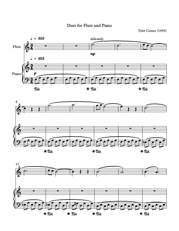 Duet For Flute by Tyler Cotner Actual music not a download - Payhip