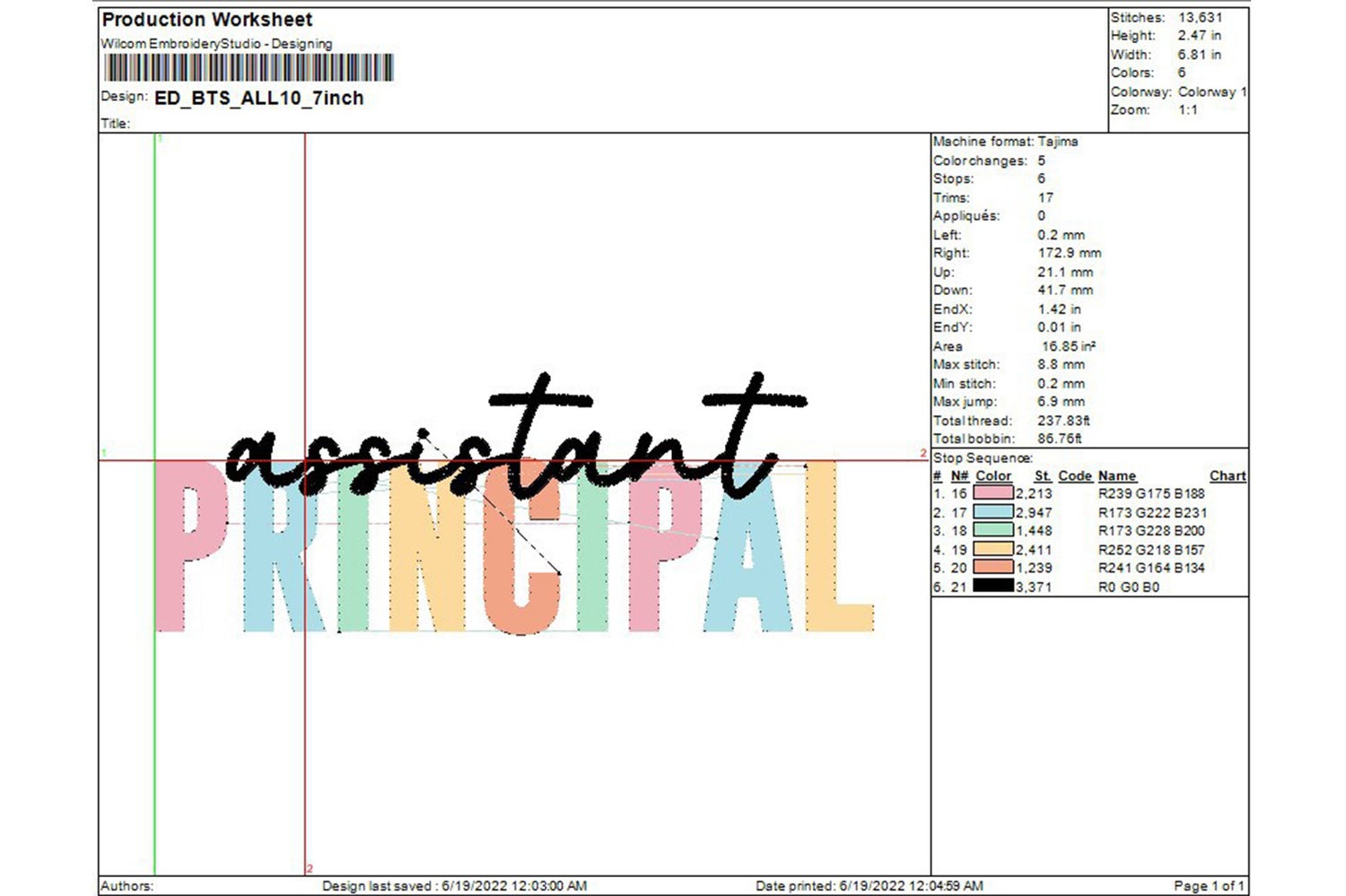 Assistant Principal Embroidery Designs, Back To School Embroidery ...