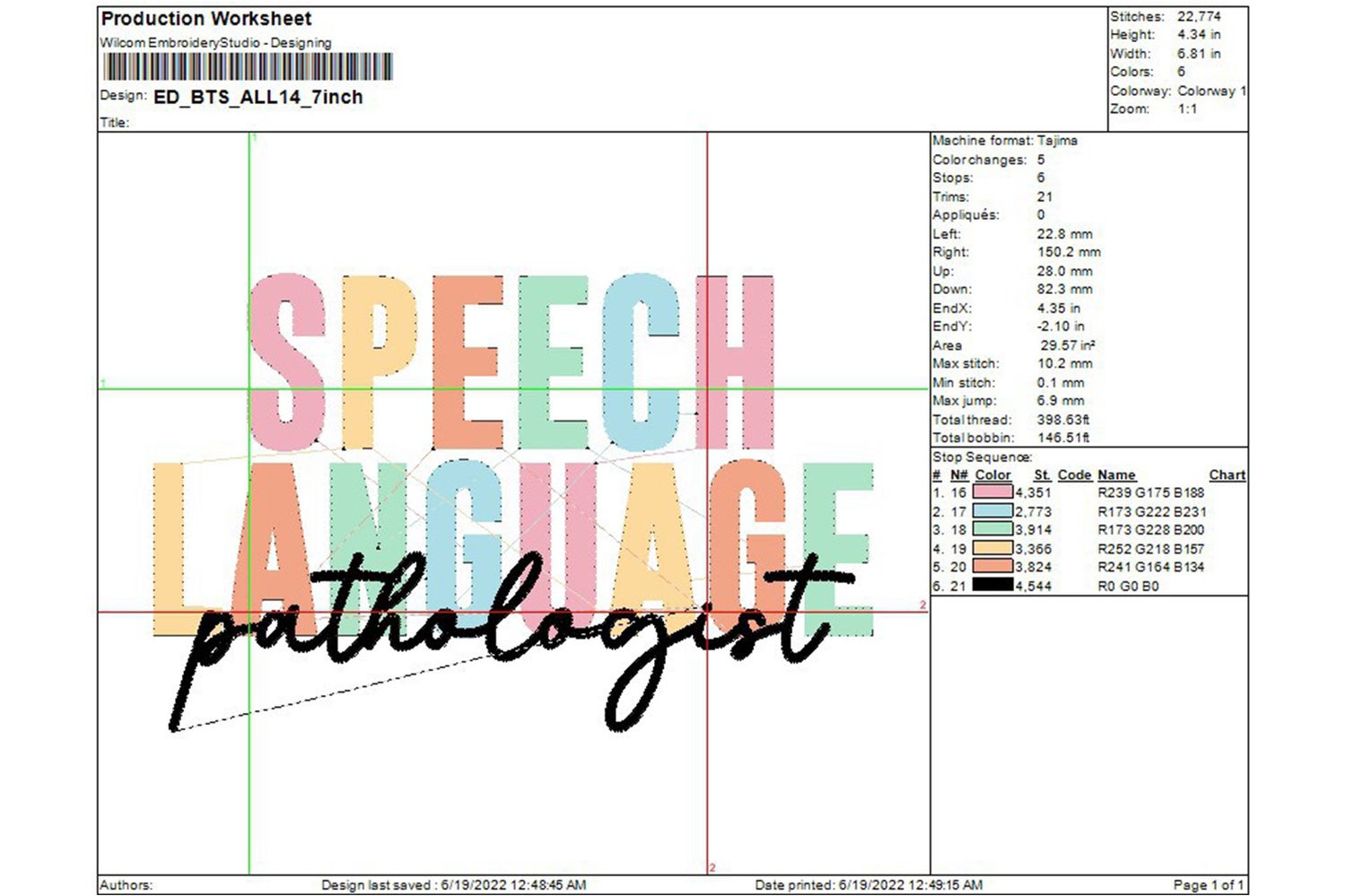 Speech Language Pathologist Embroidery Designs, Back To School ...