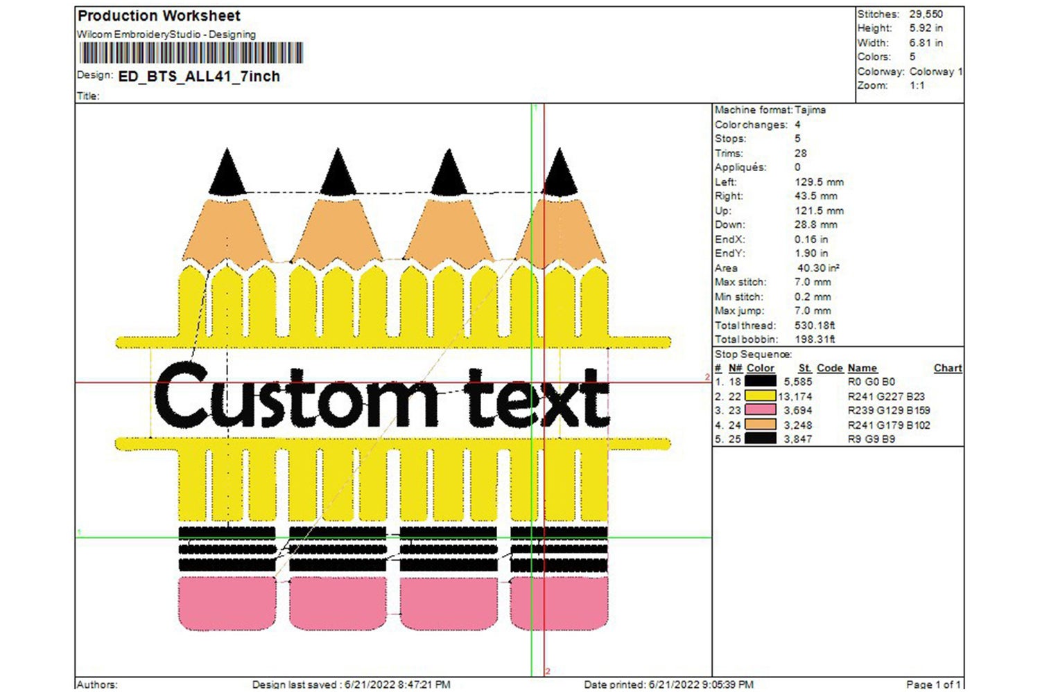 Pencil Custom Embroidery Designs, Back To School Embroidery Designs ...