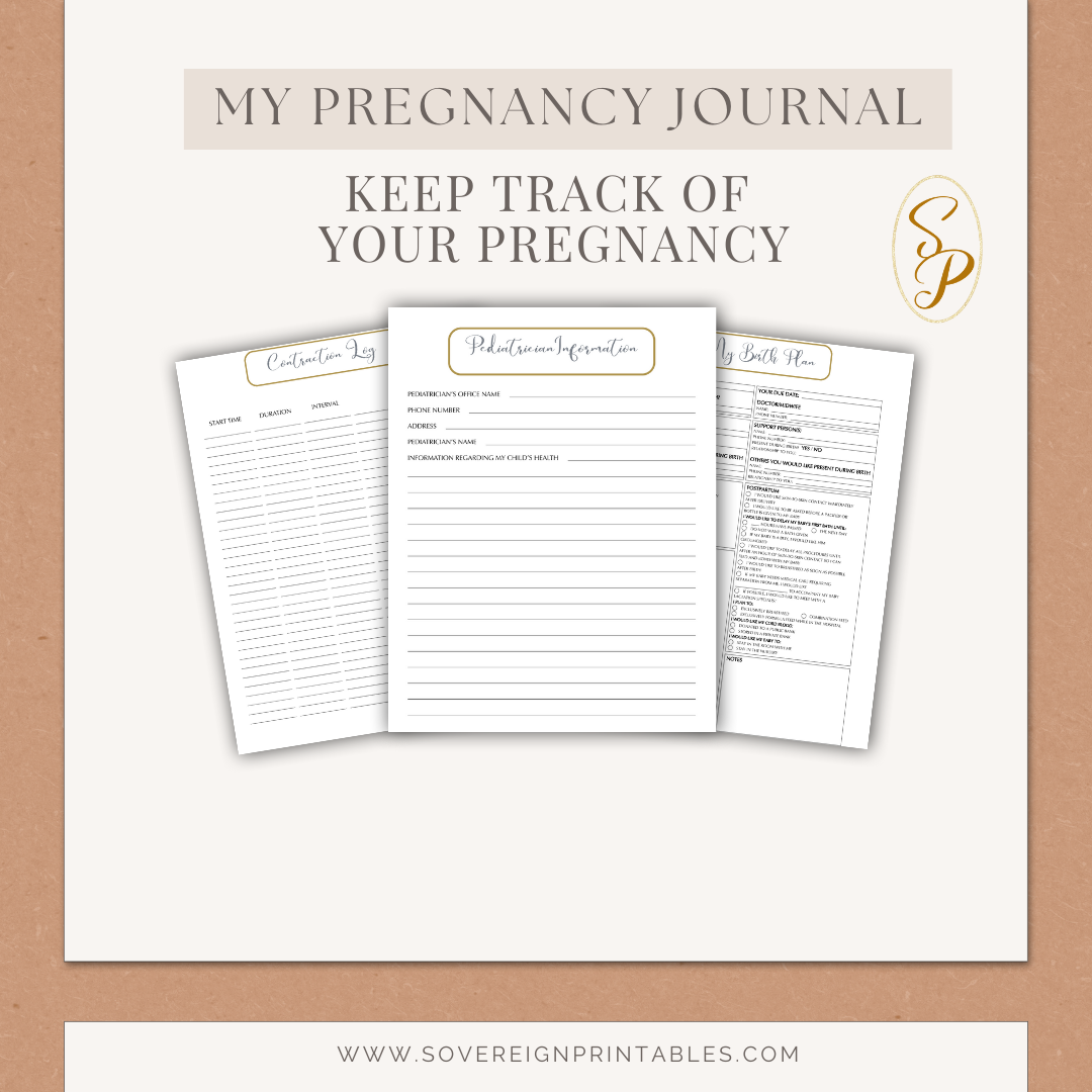 Printable Pregnancy Journal, Pregnancy Organizer, Pregnancy Planner 8.5x11"