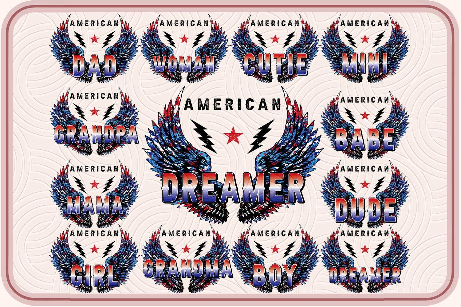 American Family Retro Wings Sublimation Design Bundle, PNG Print File ...