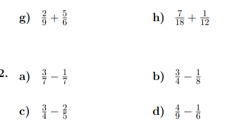 Operations between fractions worksheet (with solutions)